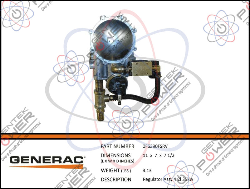 Generac 0F6390F/0F6390FSRV Fuel Regulator 4.2L 35kW – Gentek Power ...