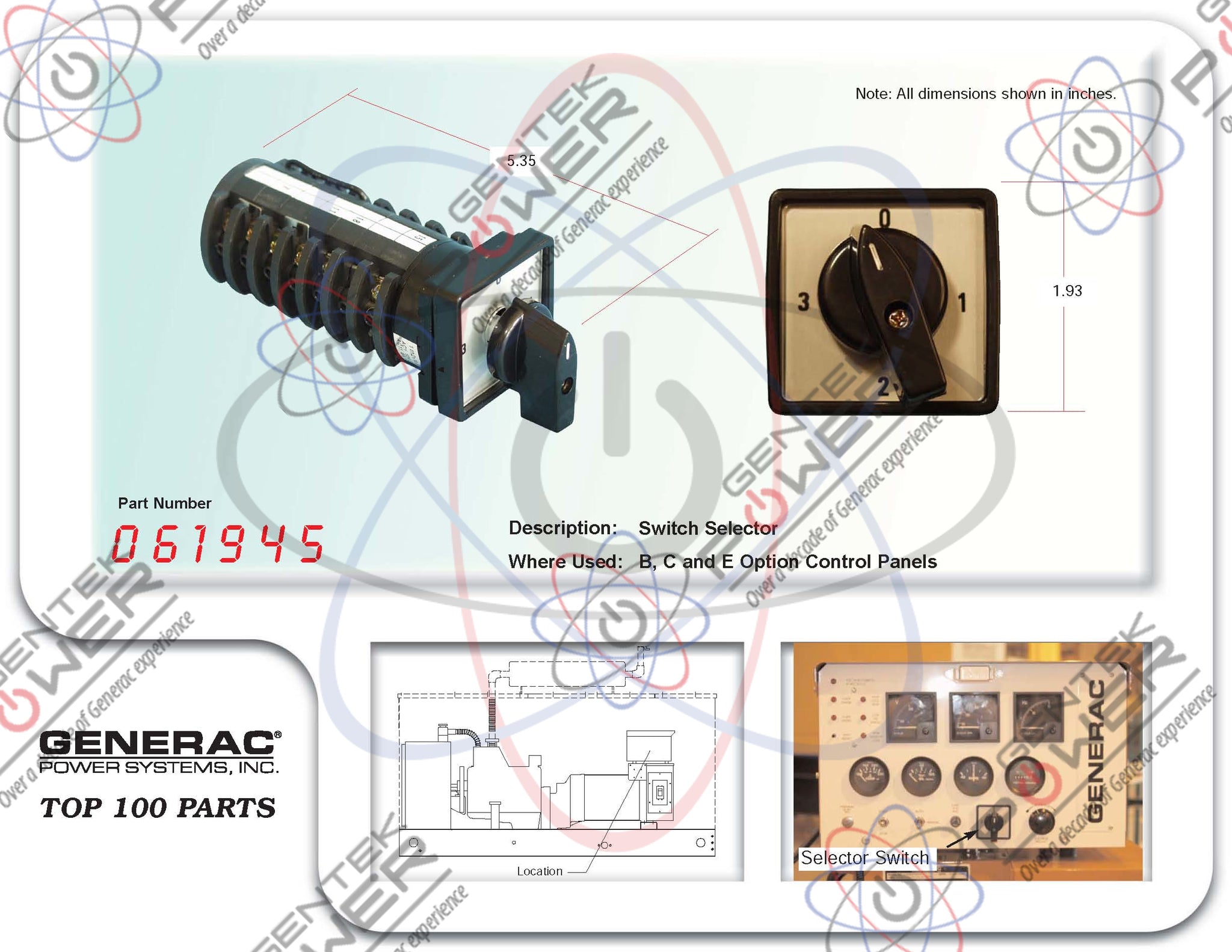 Generac G061945/61945/061945 Rotary Voltage Selector Switch – Gentek ...