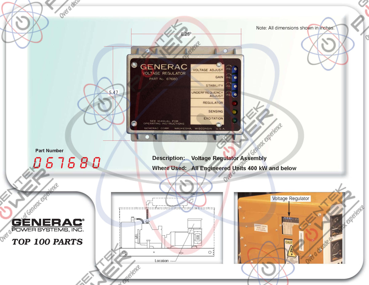 Generac 67680/067680/0676800SRV Voltage Regulator AVR – Gentek Power ...