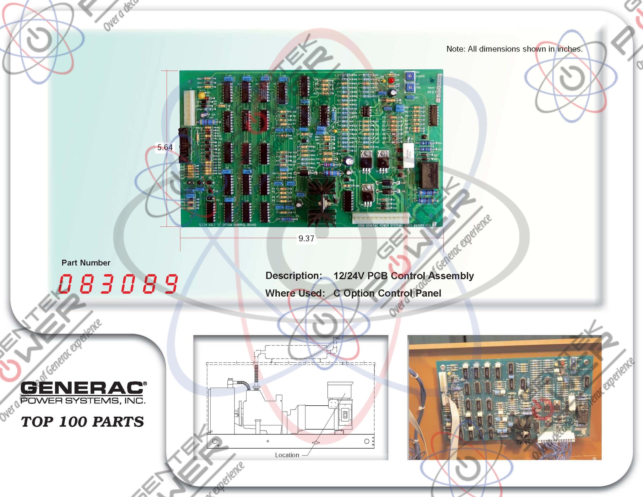 Generac 83089/0830890SRV C Panel 12/24V PCB For Liquid Cooled – Gentek ...