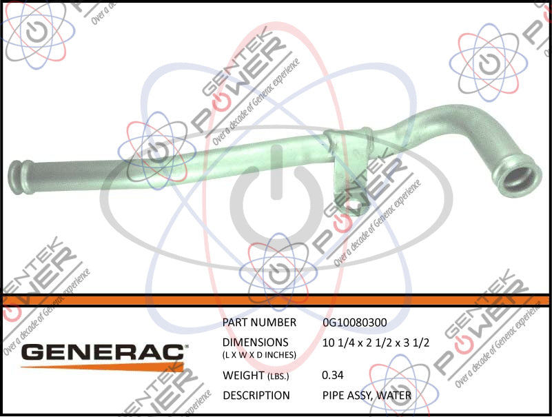 Generac 0G10080300 2.4L Mitsubishi Water Pipe – Gentek Power Generac Parts