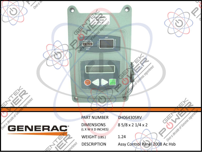 Generac 0G7806/0H0643/0H06430SRV 2008 Pre-Nexus Control Panel – Gentek ...