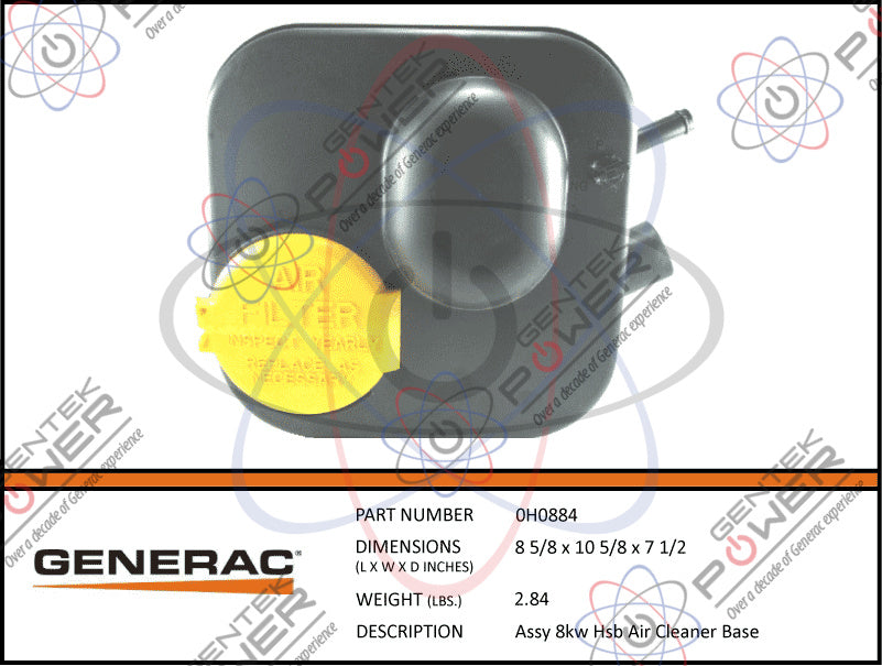 Generac 0G2477/0G3490/0H0884/0H08840SRV Mixer/Air Filter Housing Kit F ...