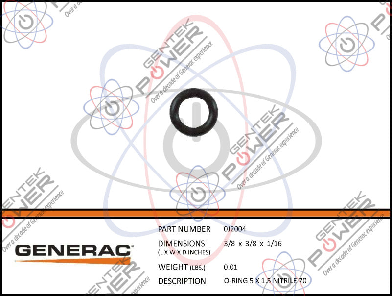 Generac 0J2004 PowerPact Fuel Jet O-Ring – Gentek Power Generac Parts